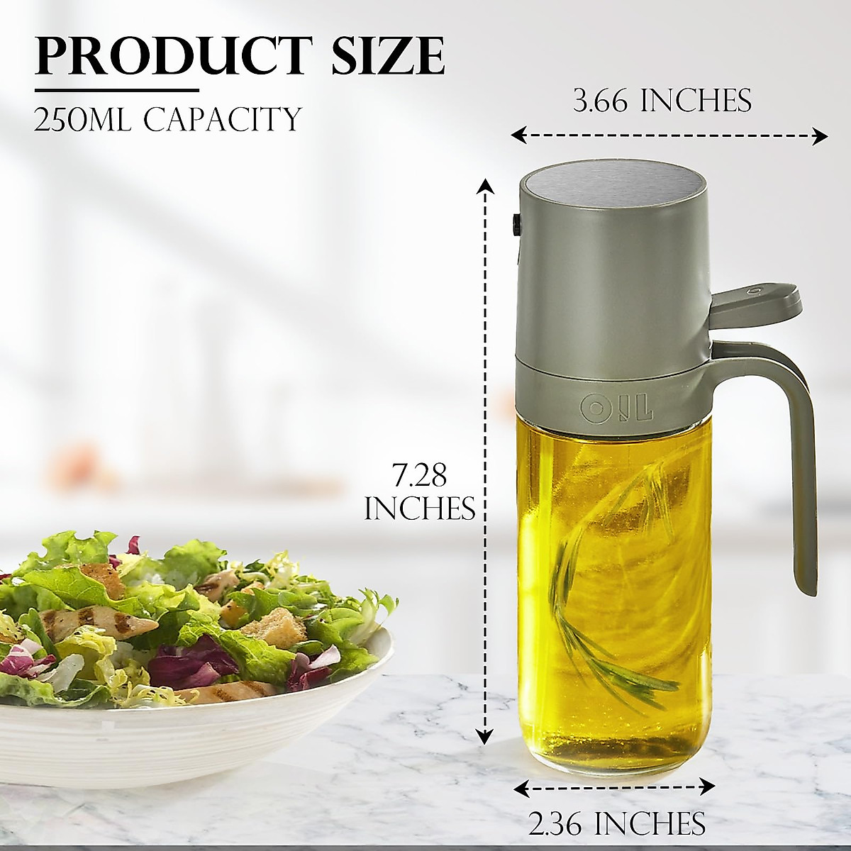 KITEXPERT Olive Oil Sprayer for Cooking - Versatile Olive Oil Spray Bottle for Cooking - 250ml/8.3oz Oil Spritzer for Air Fryer, Salad, Grilling, Roasting, Baking Essentials