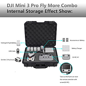 Mini 3 Pro Case-Professional Waterproof Carrying Case Hard Shell Travel Case for DJI Mini 3 Pro Fly More Combo and Drone Accessories