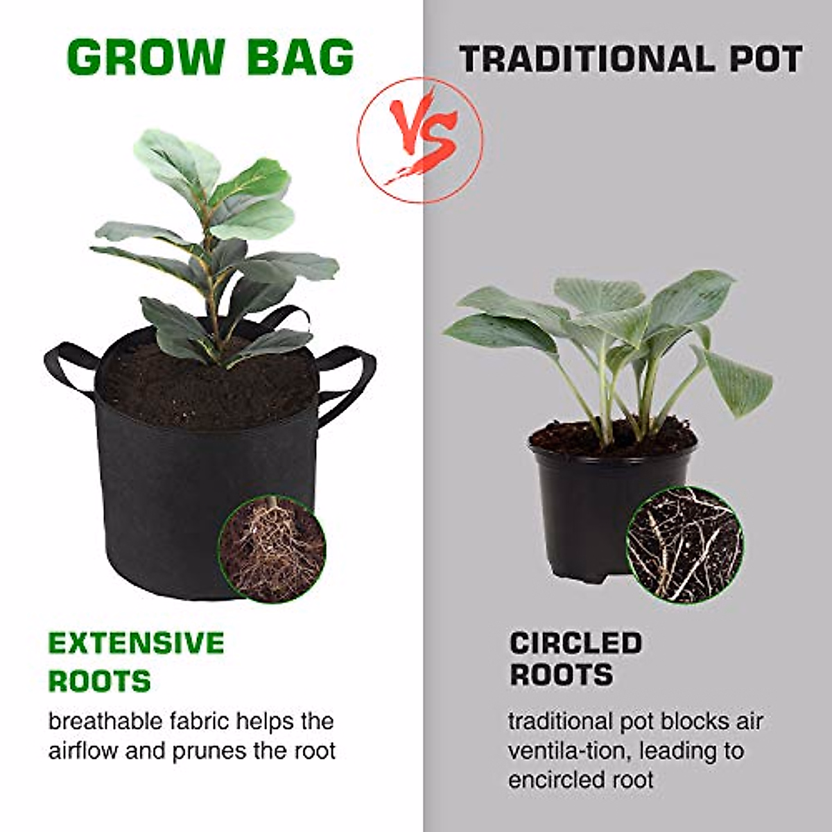 Lyincat 12-Pack 10 Gallon Grow Bags Heavy Duty Thickened Nonwoven Fabric Pots with Durable Handles