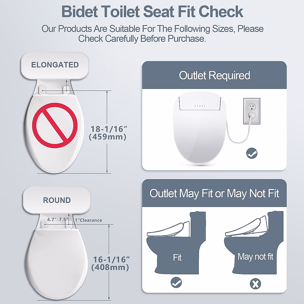 ZMJH A201DS Electronic Smart Bidet Toilet Seat,Self Cleaning Hydroflush,Hybrid Heating,Heated Dryer,Nightlight,Vortex Wash, remote control (Round)