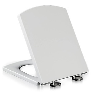 WWFAN Square Toilet Seat Soft Close with Easy Quick Release Top Fix Adjustable Hinges, Easy Installation, White
