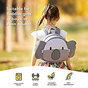 Little Dyno Toddler Koala Backpack & Lunch & Beach Bag, 8.6x9.4 inch, Waterproof, Washer & Dryer Safe, recyclable material, for Boys & Girls for outdoor & preschool