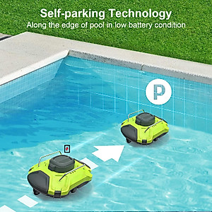 Launs Cordless Robotic Pool Cleaner, Automatic Pool Vacuum, Dual-Motor, IPX8 Waterproof, with 110 Mins Maximum Runtime, Self-Parking, Pool Vacuum for Above (Green)