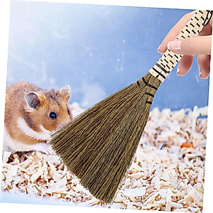 Ipetboom 1pc Hand-Knitted Small Broom Hand Whisk Sweeper for Hamster Hand Woven Broom Hamster Cage Cleaning Tool Desktop Cleaning Broom Pet Hair Cleaning Broom Dust Miscanthus Tassel Mini
