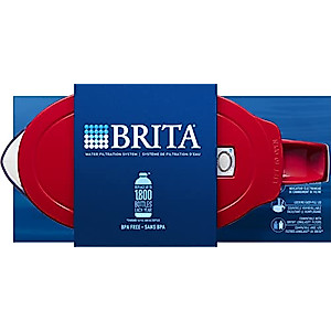 Brita Water Filter Pitcher for Tap and Drinking Water with 1 Standard Filter, Lasts 2 Months, 6-Cup Capacity, Christmas Gift for Men and Women, BPA Free, Red