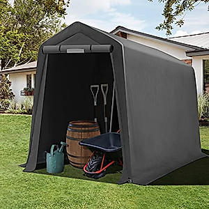 6'x7' Storage Shed,Outdoor Portable Shed Carport,Zipper Storage Shed with Roll-up Door and Vent Window, Heavy Duty Metal Frame Top, Durable Waterproof Shade Tent for Firewood Generator Vehicles