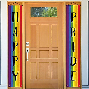 Gay Pride Decoration Outdoor Happy Pride Porch Banner LGBT Pride Day Pride Month Pride Prom Rainbow Party Decoration and Supplies