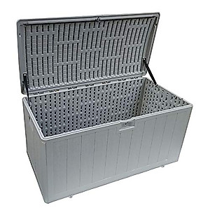 Plastic Development Group 73 Gallon Weather-Resistant Resin Outdoor Storage Deck Box with Slide and Snap Assembly, Driftwood