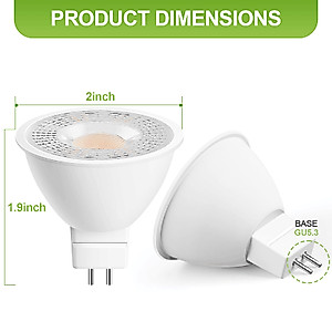 VVH 6 Pack MR16 LED Bulb,GU5.3 Bi-Pin Base LED Bulbs, 5W (50W Equivalent) 5000K Daylight 450LM 40 Degree Beam Angle for Spot Lights, Recessed, Tracking Lights, Outdoor Landscape 12-24V