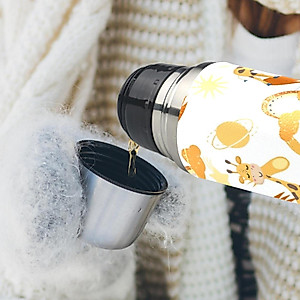 Stainless Steel Leather Vacuum Insulated Mug Giraffe Thermos Water Bottle for Hot and Cold Drinks Kids Adults 16 Oz