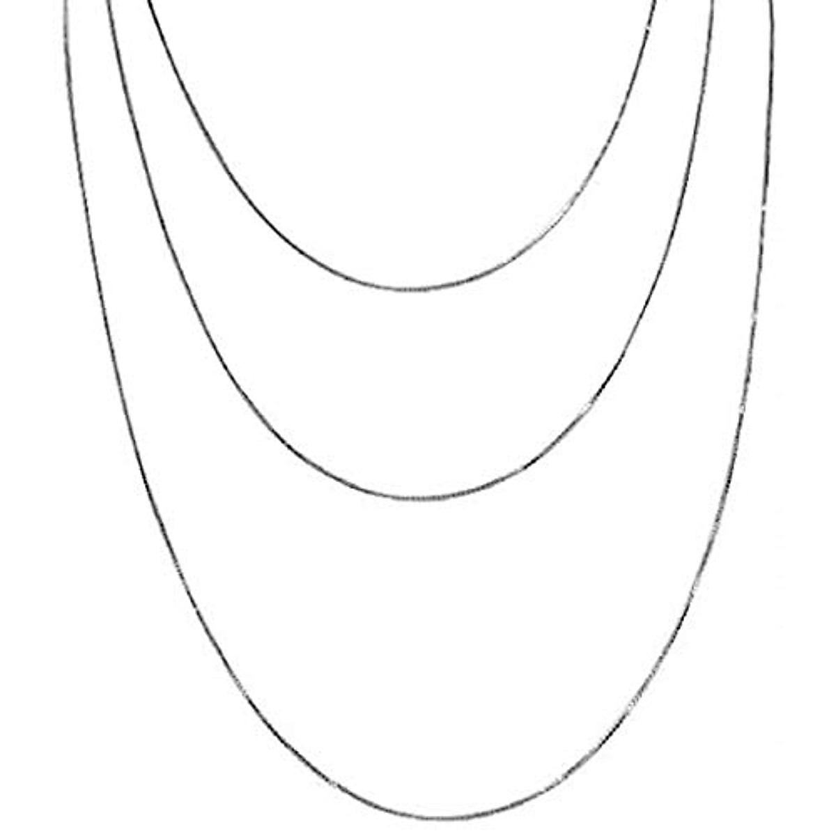 Sterling Silver Necklace Set Box Chain Necklaces, Set of Three (18, 20, 24)