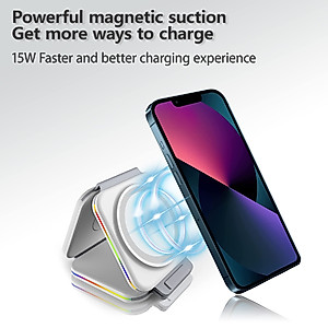 Magnetic Wireless Charger Foldable,15W Fast Mag-Safe Charger Compatible with iPhone 15/14/13/12/11/Pro/SE/XS/XR/X/8,3 in 1 Charging Pad Compatible with iWatch 8/7/6/SE/5/4/3/2,Airpods 2/3/Pro,Samsung