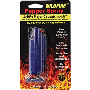 College Safety Bundle: Wildfire 18% Hard Case 1/2 Oz Pepper Spray and Keychain Alarm with Light - Lot of 2 Pieces (Blue Wildfire)