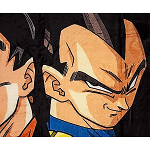 Dragon Ball Super Goku & Vegeta Fleece Throw Blanket | Plush Soft Polyester Cover For Sofa and Bed, Cozy Home Decor, Luxury Room Essential | Anime Manga Gifts For Adults, Teens | 45 x 60 Inches