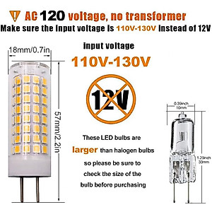ZHENMING GY6.35 G6.35 LED Bulb 7W AC 110V-130V (Cannot be Used at Low Voltage 12V) Warm White 3000K Dimmable 65W Halogen Bulbs Equivalent, 5-Pack
