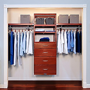 John Louis Home 16in. Deep Deluxe Organizer - 4 Drawers (6 & 10in Deep)-Red Mahogany Finish