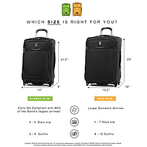 Travelpro Crew Versapack Softside Expandable 2 Wheel Upright Carry on Luggage, External USB Port, 17-Inch-Laptop Pocket, Men and Women, Jet Black, Carry On 21-Inch