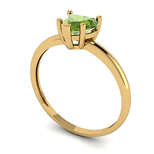 Clara Pucci 1.0 ct Heart Cut Solitaire Genuine Natural Green Peridot 5-Prong Engagement Bridal Promise Anniversary Ring 14k Yellow Gold