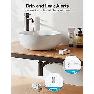 GoveeLife WiFi Water Ieak Detector 2 for Home, Smart Water Ieak Sensor 4 Pack with 100dB Adjustable Alarm and App Alerts, Wireless Detector with 1312 ft Transmission for Basement, Kitchen, Bathroom