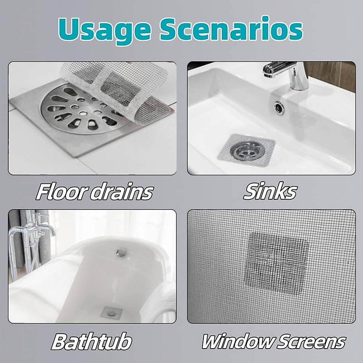 Disposable Hair Drain Stickers, 2025 New Drain Mesh Strainer for Bathroom Laundry Bathtub Kitchen（10PCS）