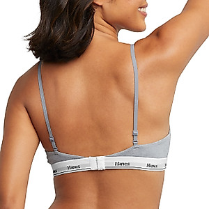 Hanes Women's Originals Triangle Bralette Pack, Breathable Stretch Cotton Bras, 2-Pack, Shelton Red/Concrete Heather, X Large