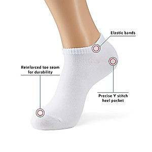 MONFOOT Men's/Women's 10 Pairs Thin Cotton Low Cut Ankle Socks, White Medium Multipack