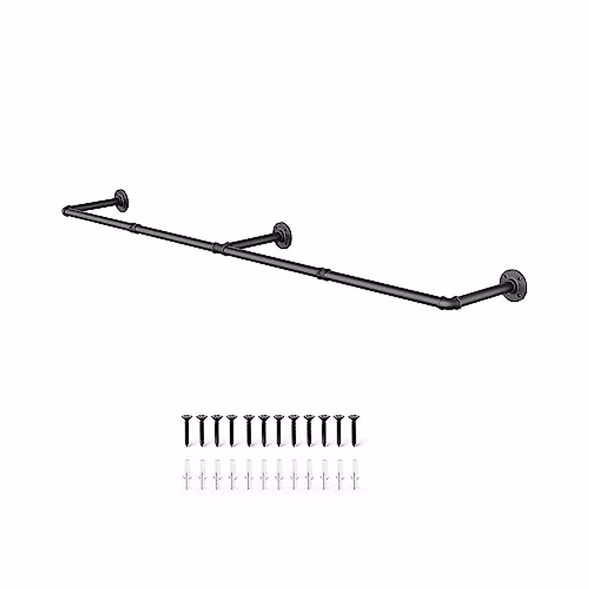 OROPY Clothes Rack, 65.7" Industrial Pipe Clothing Rack for Hanging Clothes, Wall Mounted Heavy Duty Space Saving Garment Rack for Closet Storage, Black, 3 Base