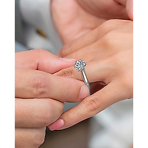 PREVELI 3 Carat CZ Rings For Women 18K White Gold Plated 925 Sterling Silver Solitaire (8.5)