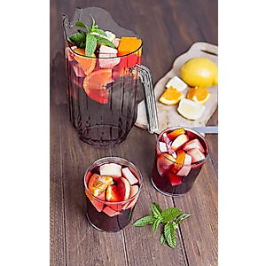 DecorRack 6 Polycarbonate Plastic Pitcher Beverage Dispenser with Pour Spout Shatterproof Catering and Restaurant Serveware for Cold Drinks, Water, Lemonade, Beer, and Sangria, 56 Ounce (6 Pack)