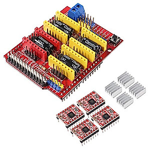 ACEIRMC 3D Printer CNC Shield V3 Engraver Expansion Board with 4X A4988 Driver Module and 4 x Radiator (Kits)