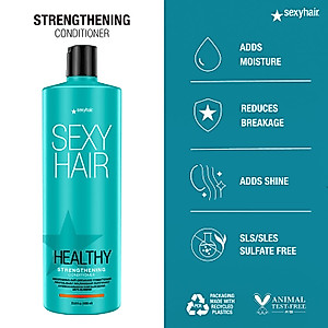 SexyHair Healthy Strengthening Anti-Breakage Conditioner, 33.8 Oz | Helps Provide Stength and Flexibility to Damaged Hair | SLS and SLES Sulfate Free