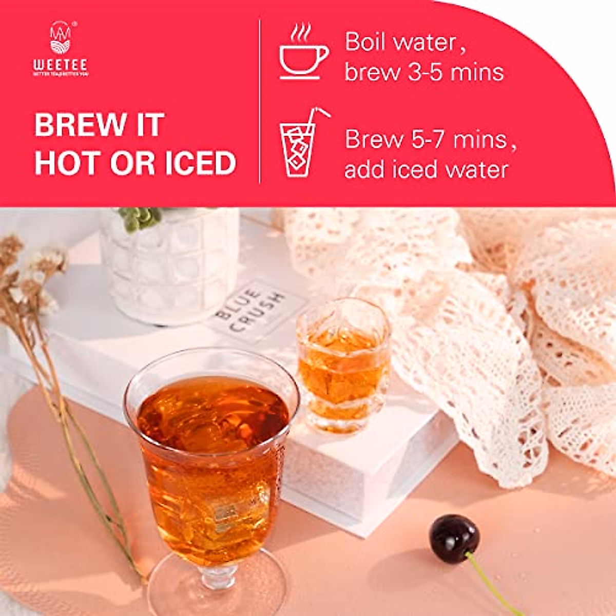 WT WEETEE Organic Decaf Black Tea Bags, USDA Organic Black Tea 100 Count | Smooth & Mild Taste | CO2-Decaffeinated | Resealable Kraft Bag