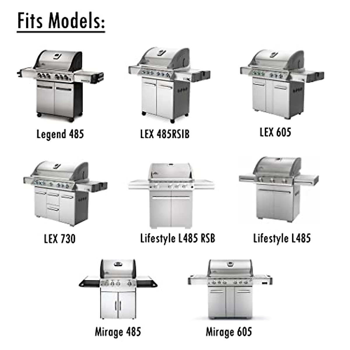 YIHAM KS775 Heat Shield Sear Plate Replacement Parts for Napoleon Legend LEX 485 605 730 Mirage Lifestyle Gas Grills, Stainless Steel Heat Plate Tent Flame Tamer Burner Cover 16 1/2 x 6 inch, Set of 4