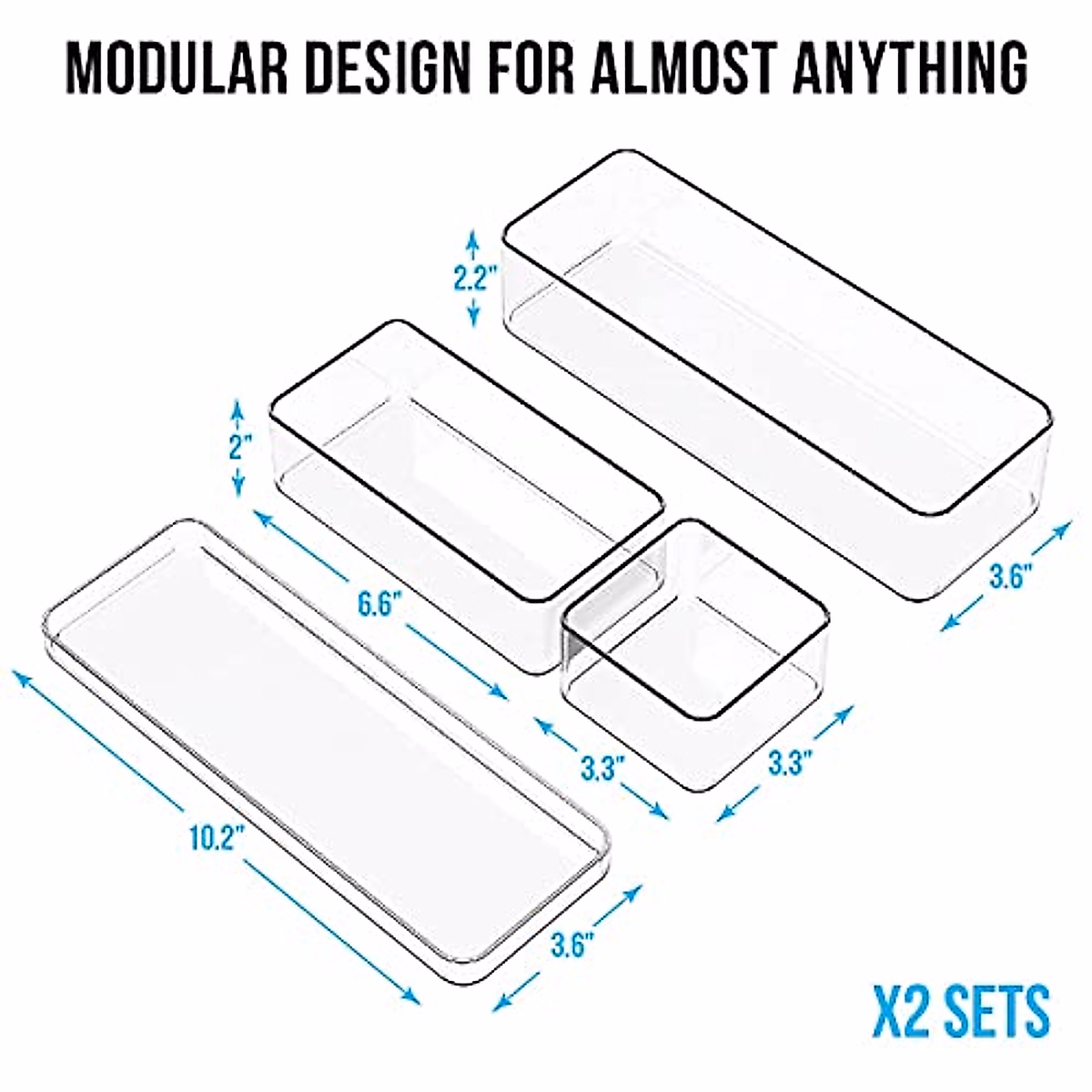 STYLIO Stackable Clear Acrylic Bathroom Drawer Organizers. Vanity Makeup Organizer. Bathroom Organization and Storage. Bathroom Storage 8 Piece Storage Drawers. Cabinet Organizer Bins Clear Containers