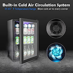 COWSAR Mini Fridge 2.4 Cu.Ft Beverage Refrigerator Small Wine Fridge 17 inch Wine Cooler Wine and Beer Fridge with Glass Door for Office Bedroom