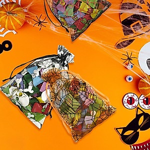 joycraft 50Pcs Halloween Organza Bags, 4x6 inch Halloween Organza Drawstring Bags, Halloween Party Favors Bags for Candy, Snacks, Chocolates, DIY Craft (5 Style)