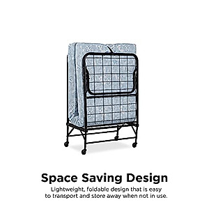 DHP Levy Folding Guest Bed with Metal Frame & 4 Inch Mattress, Twin, Black