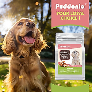 Puddonio Dog Treats, 2.3 Inch Chicken Wrapped Calcium Bones, Rawhide Free Dog Training Treats, Soft Dog Chews for Puppy and Small Dogs, 20 oz
