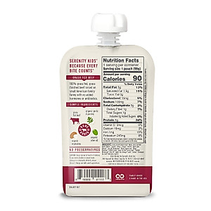 Serenity Kids Bone Broth Puree Made With Organic Veggies | Clean Label Project Purity Award Certified | 3.5 Ounce BPA-Free Pouch | Grass Fed Beef Pot Roast | 6 Count