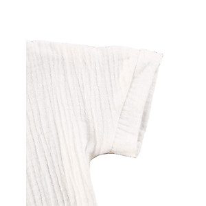 Baby Boys Short Sleeve T-Shirt Tops Elastic Waistband Shorts Set Toddler2Pcs Summer Outfits Clothes (Linen White + Strips, 12-18M)