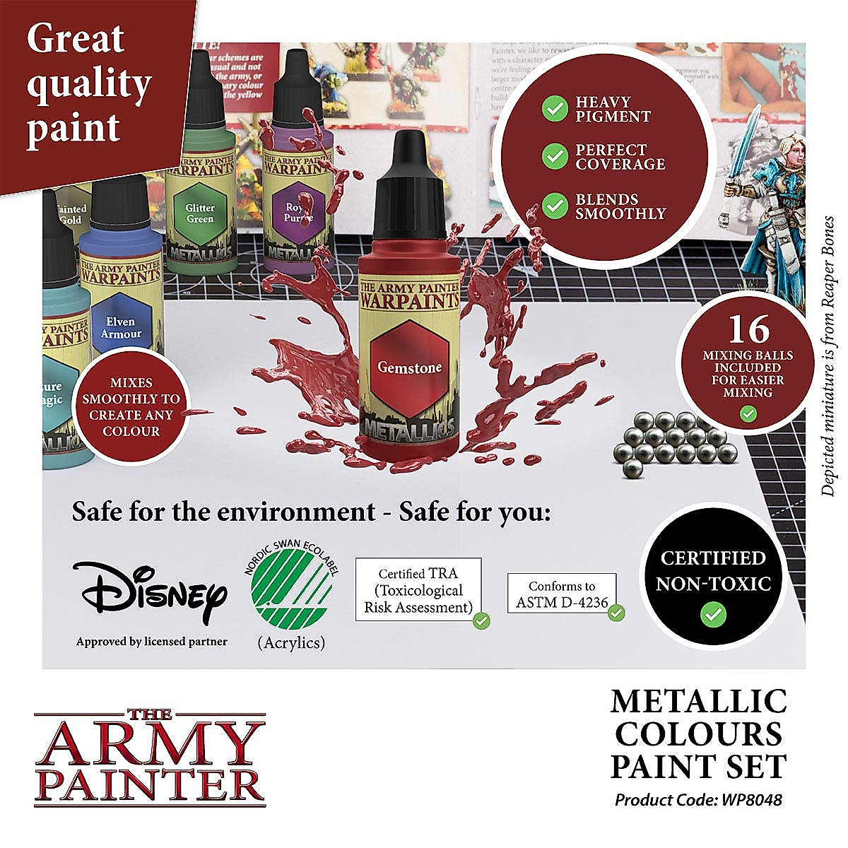 The Army Painter - Metallic Colours Paint Set - Hobby Acrylic Paint Set of 10 Metallic Acrylic Paint - Includes Tainted Gold Acrylic Paint Metallic - Acrylic Hobby Paint Set of Acrylic Metallic Paint