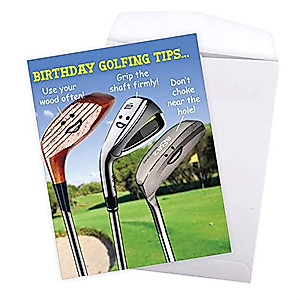 The Best Card Company - 1 Large Birthday Card with Envelope (8.5 x 11 Inch) - Fun Wordy Celebration Card for Birthdays - Golfing Tips J9002BDG