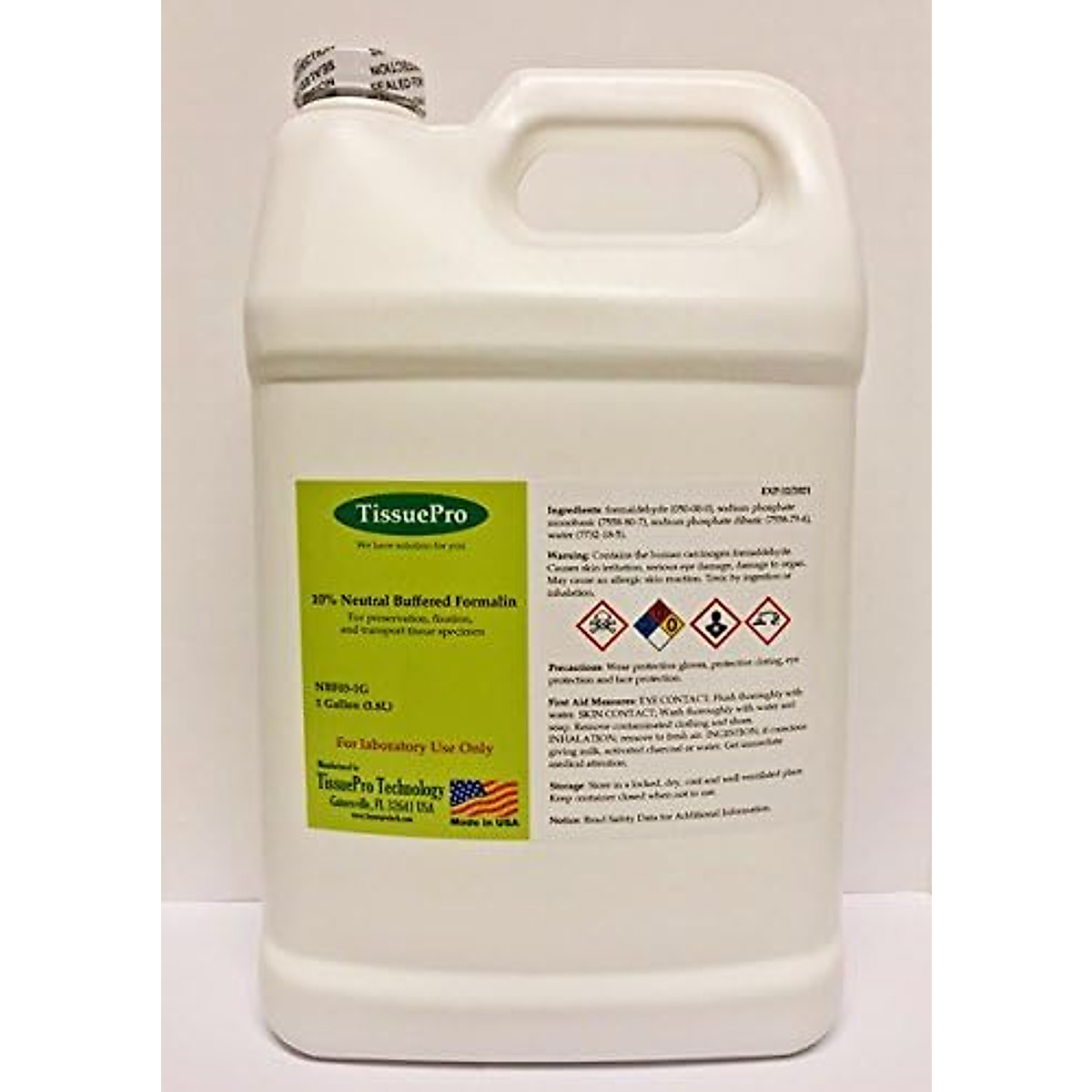 Tissue Pro - 10% Neutral Buffered Formalin (NFB) Ready-to-Use Histological Tissue Fixative, Formaldehyde Wet Specimen Preservation, Research, 1 Gallon