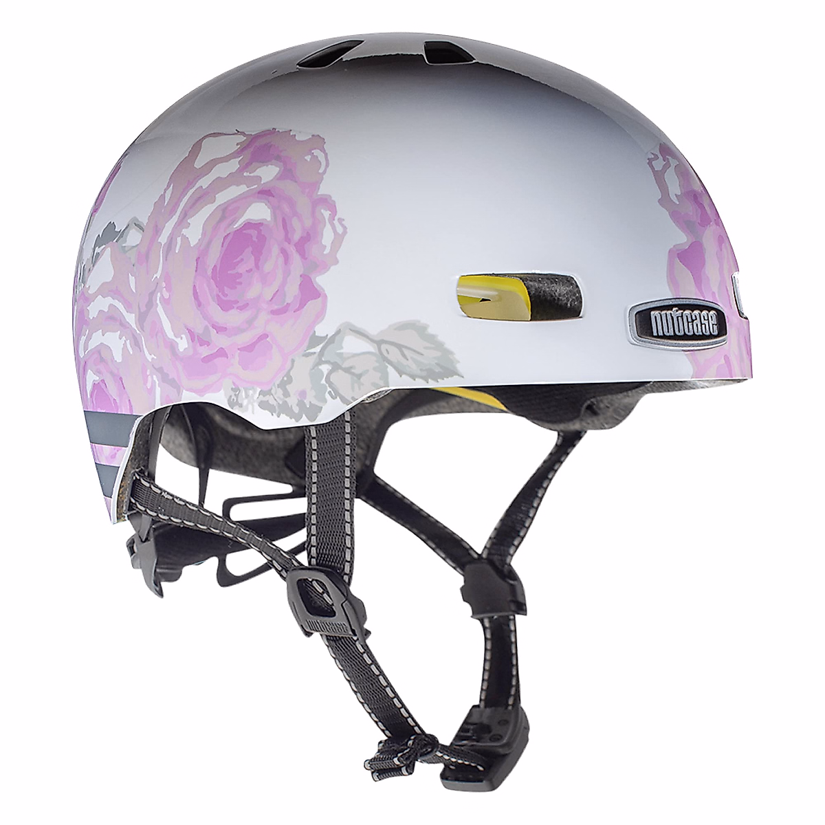 Nutcase, Street, Adult Bike and Skate Helmet with MIPS Protection System for Road Cycling and Commuting, Delicate Flower Reflective MIPS, Large