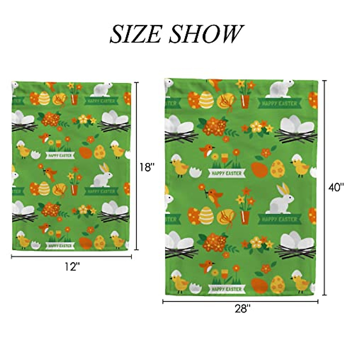 My Little Nest Seasonal Garden Flag Easter Bunny And Eggs Vertical Garden Flags Double Sided for Home Farmhouse Yard Holiday Flag Outdoor Decoration Banner 12"x18"