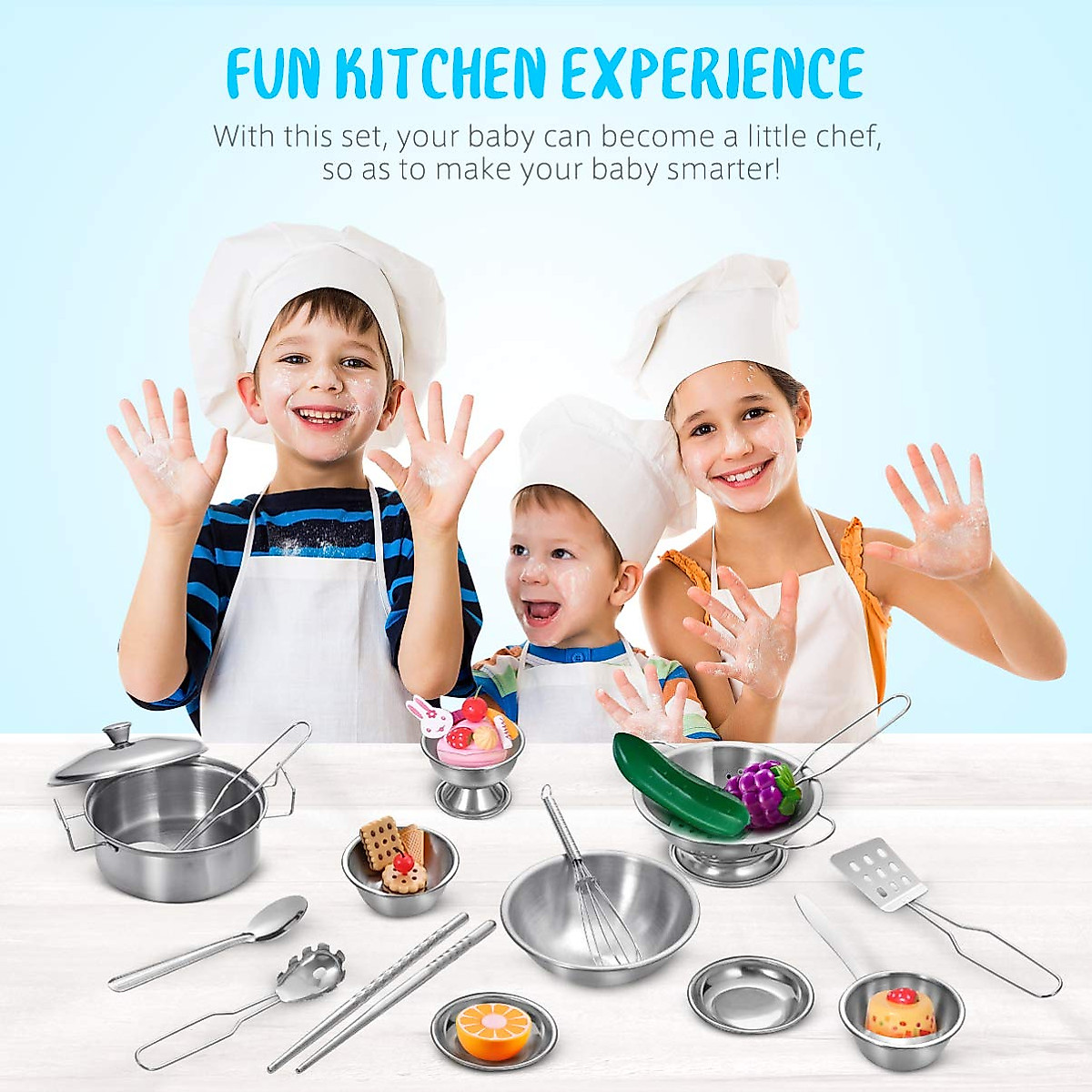 NUOBESTY 16pcs Play Kitchen Accessories Play Pots and Pans Toys for Kids Kitchen Cooking Utensils Kitchen playset Household Pot Set Toddler