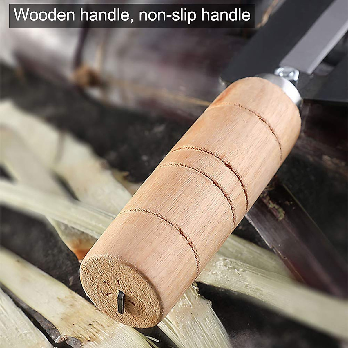 Sugar Cane Peeler Knife, Sugarcane Peeling Kinfe Stainless Steel Paring Potato peelers Peeler Carbon Steel Sugar Cane Peeling Cutter with Wooden Handle (As Shown)