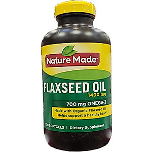 Nature Made Organic Flaxseed Oil 1,400 mg - Omega-3-6-9 for Heart Health - 300 Count (Pack of 1)