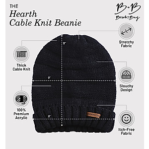 Brook + Bay Slouchy Beanie - Women's Winter Hats, Beanie Slouch Hats for Cold Weather, Oversized Beanie Knitted Hats for Women & Men Black