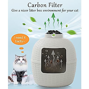 keygarzone Plant Litter Box with Lid, Hidden Cat Litter Furniture with Rattan Pattern for Large Cat, PP Material Waterproof, Easy Assemble & Clean
